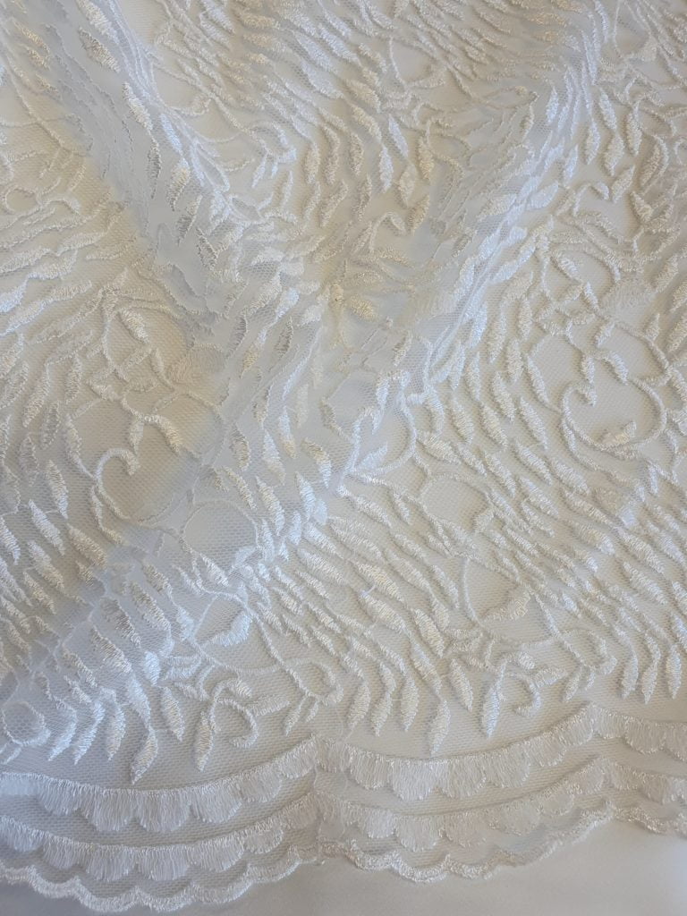 Polyester Double scallope embroidered lace, Telio design 37765
