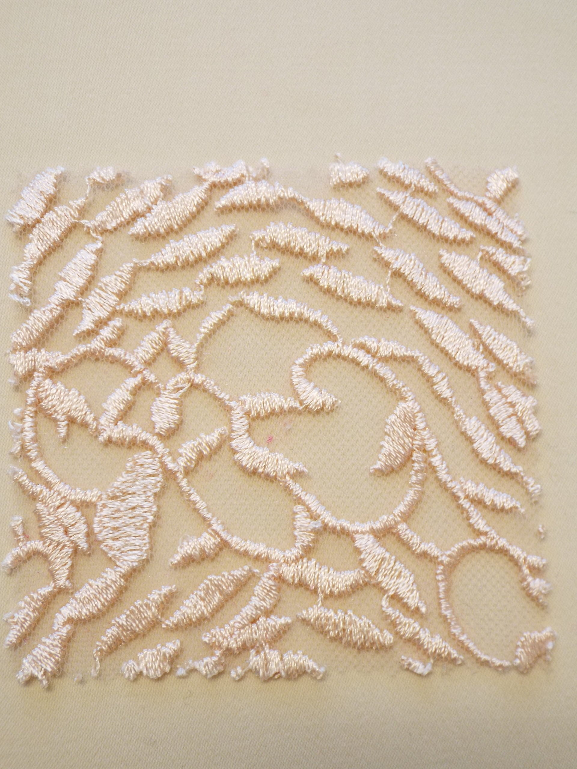 Polyester Double scallope embroidered lace, Telio design 37765