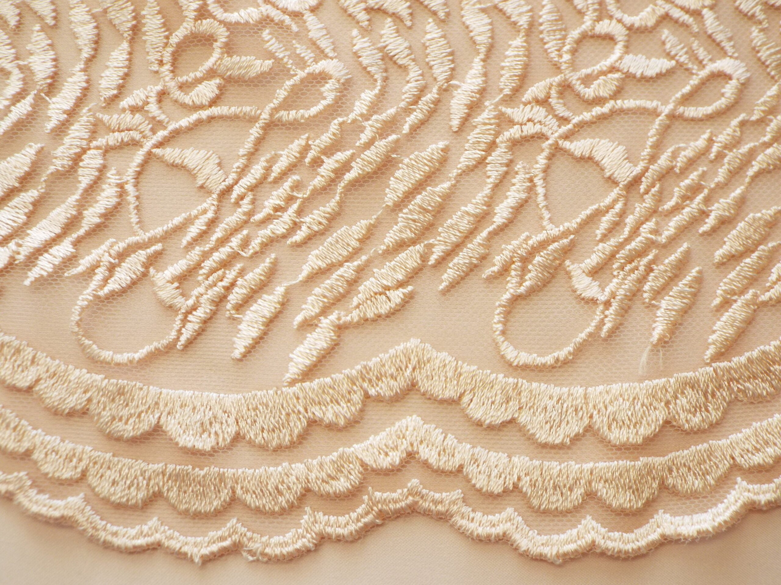 Polyester Double scallope embroidered lace, Telio design 37765