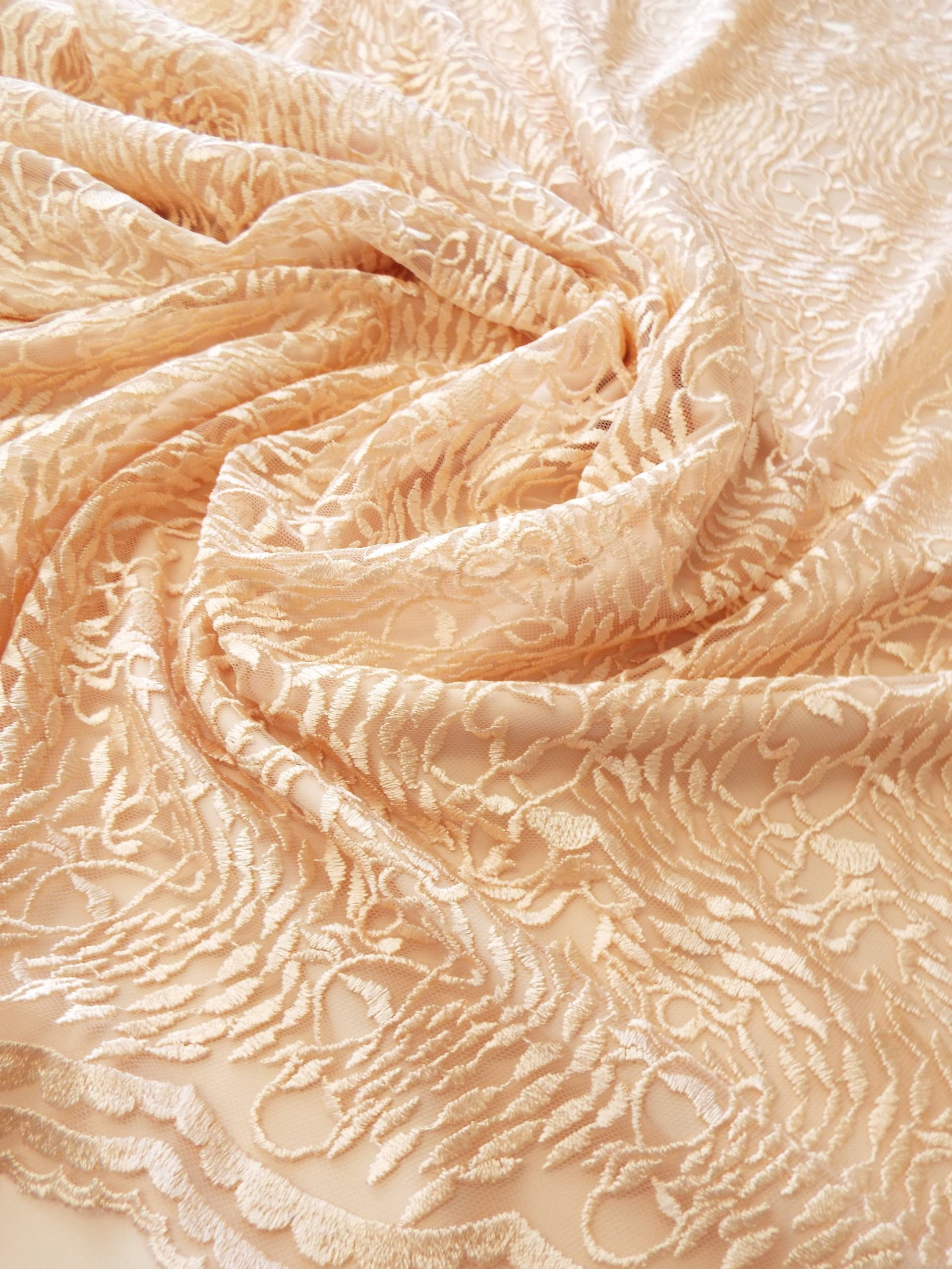 Polyester Double scallope embroidered lace, Telio design 37765