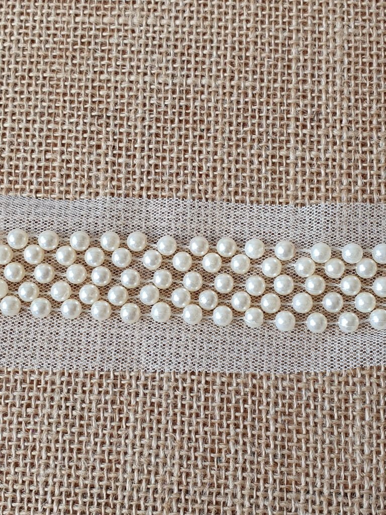 Champagne 5 row Pearl Beaded Trim - CW Fabrics