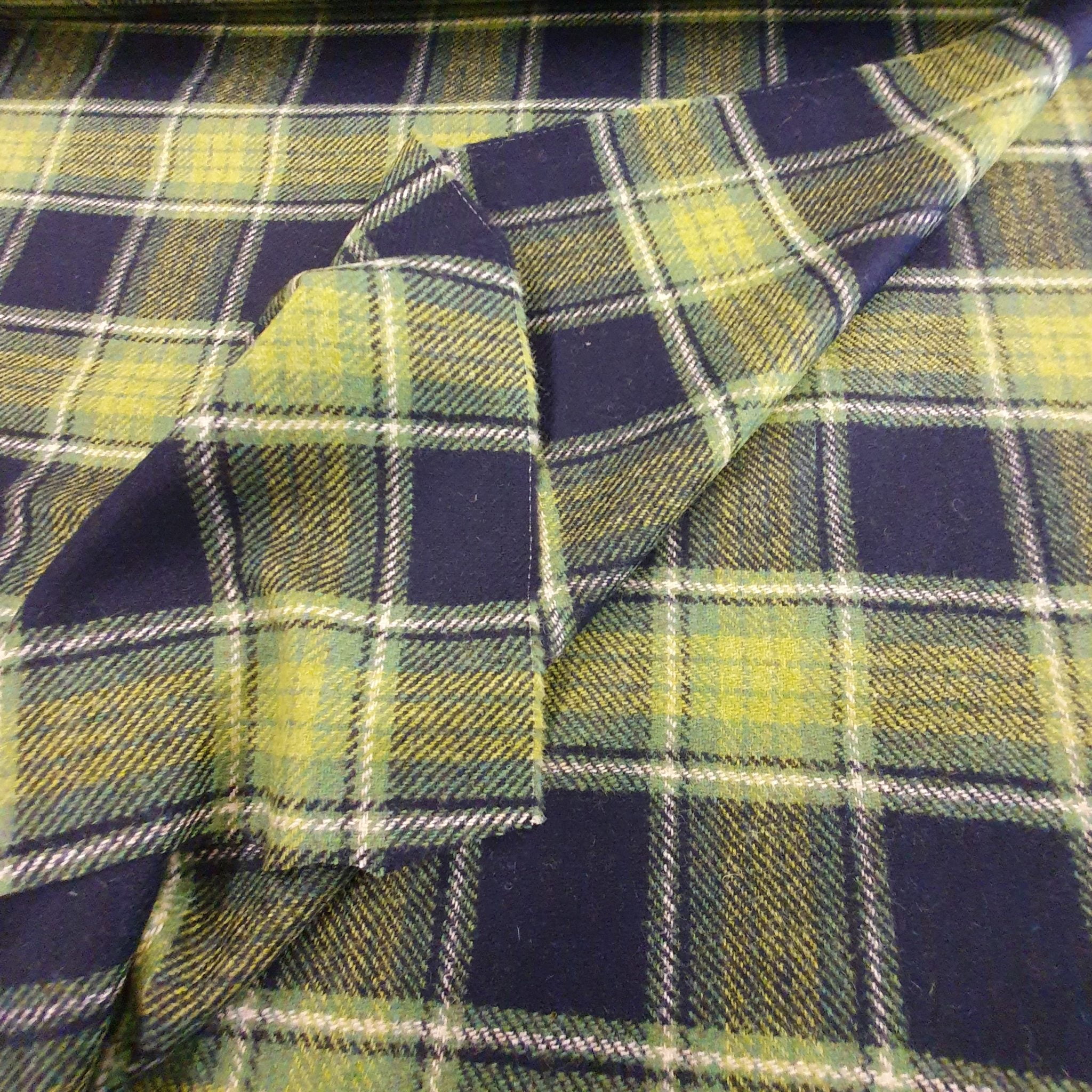 Co-ordinating Fern Green Wool Check and Plain - CW Fabrics