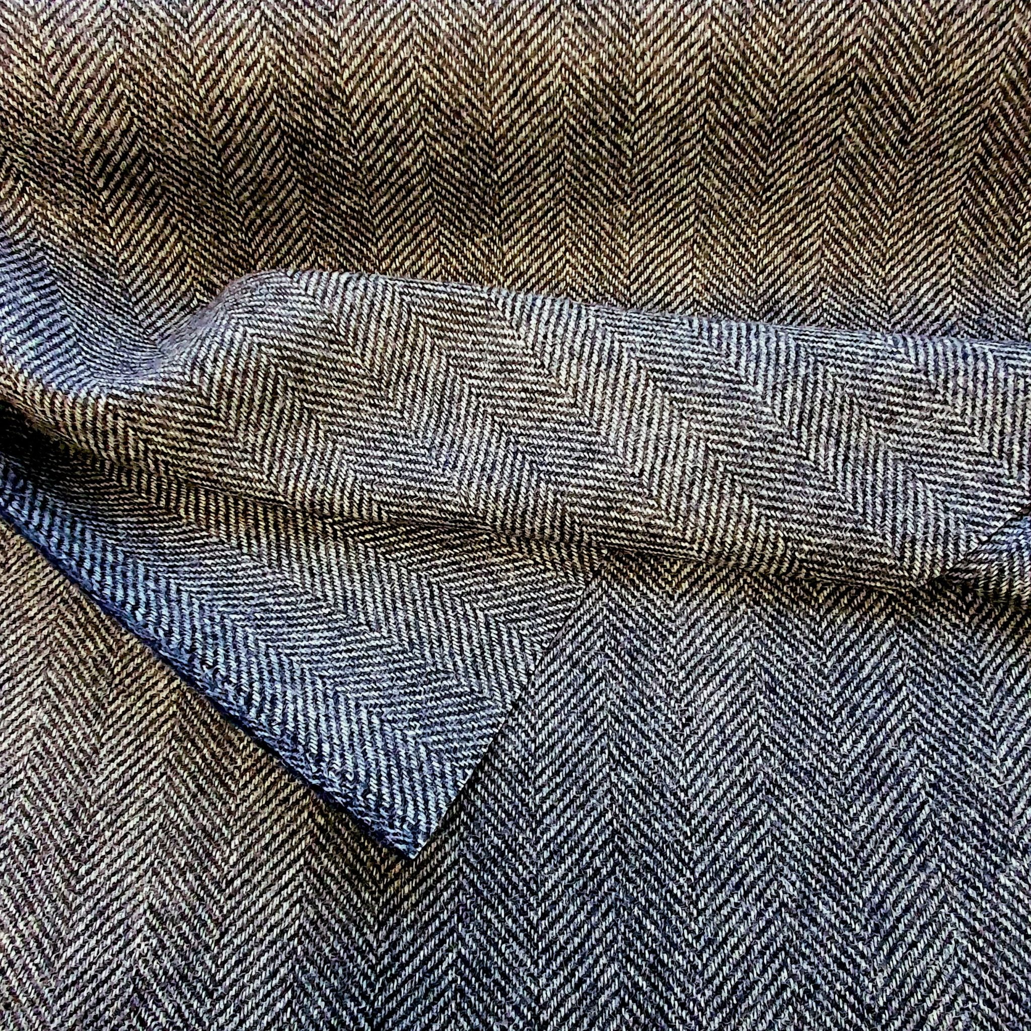 Classic Navy Herringbone Wool Coating - CW Fabrics